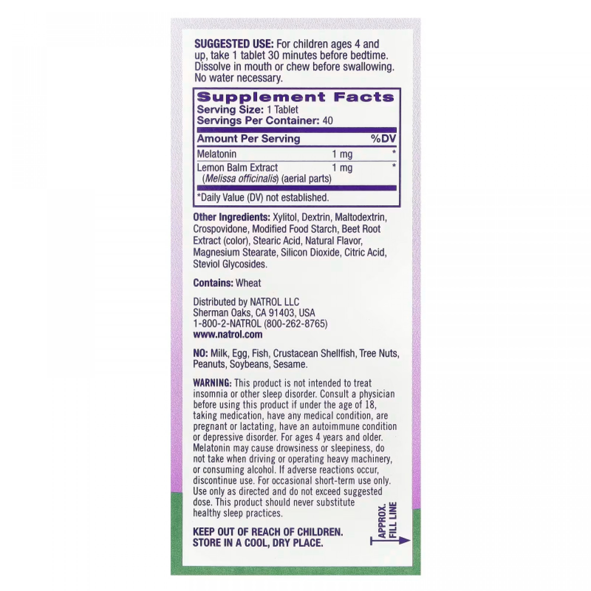Natrol, Kids, Melatonin, Ages 4 & Up, Strawberry, 40 Tablets