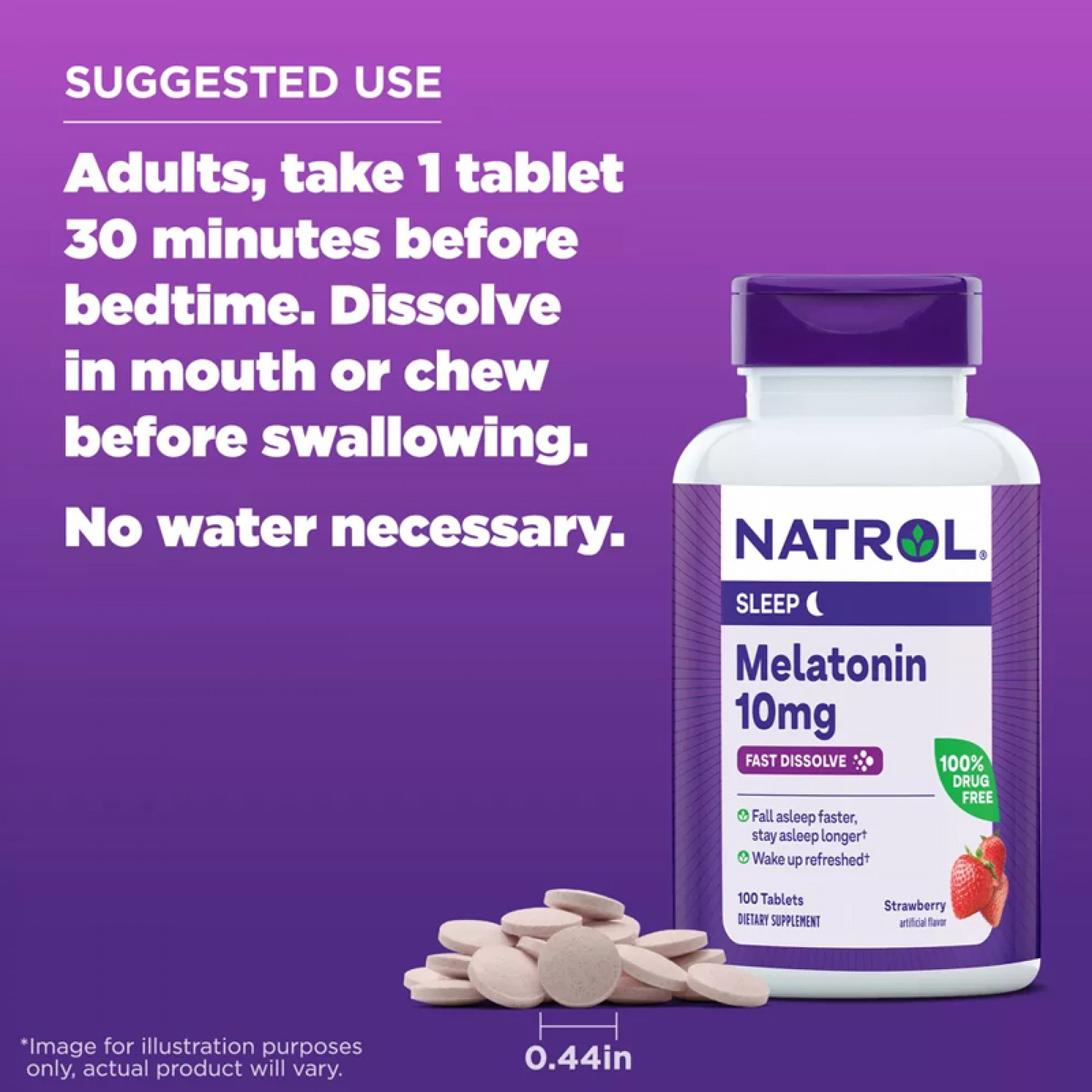 Natrol Melatonin 10mg Maximum Strength Fast Dissolve Sleep Aid Tablets ...