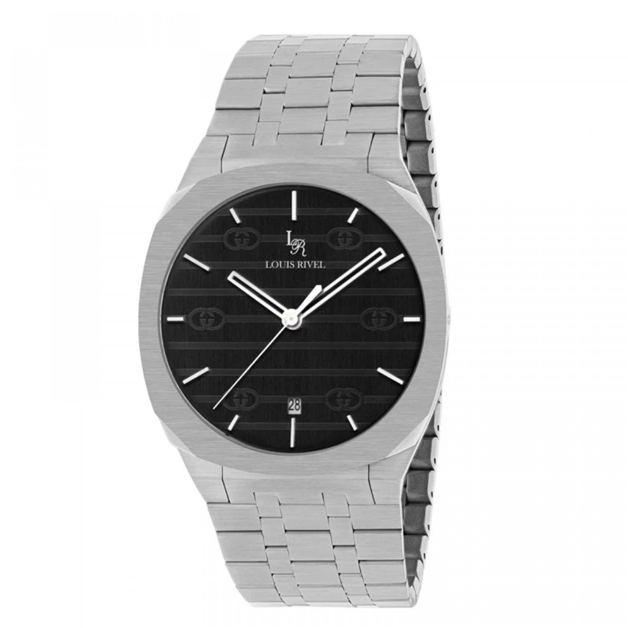 Louis Rivall Men's Watch 1040 Silver with Black Dial