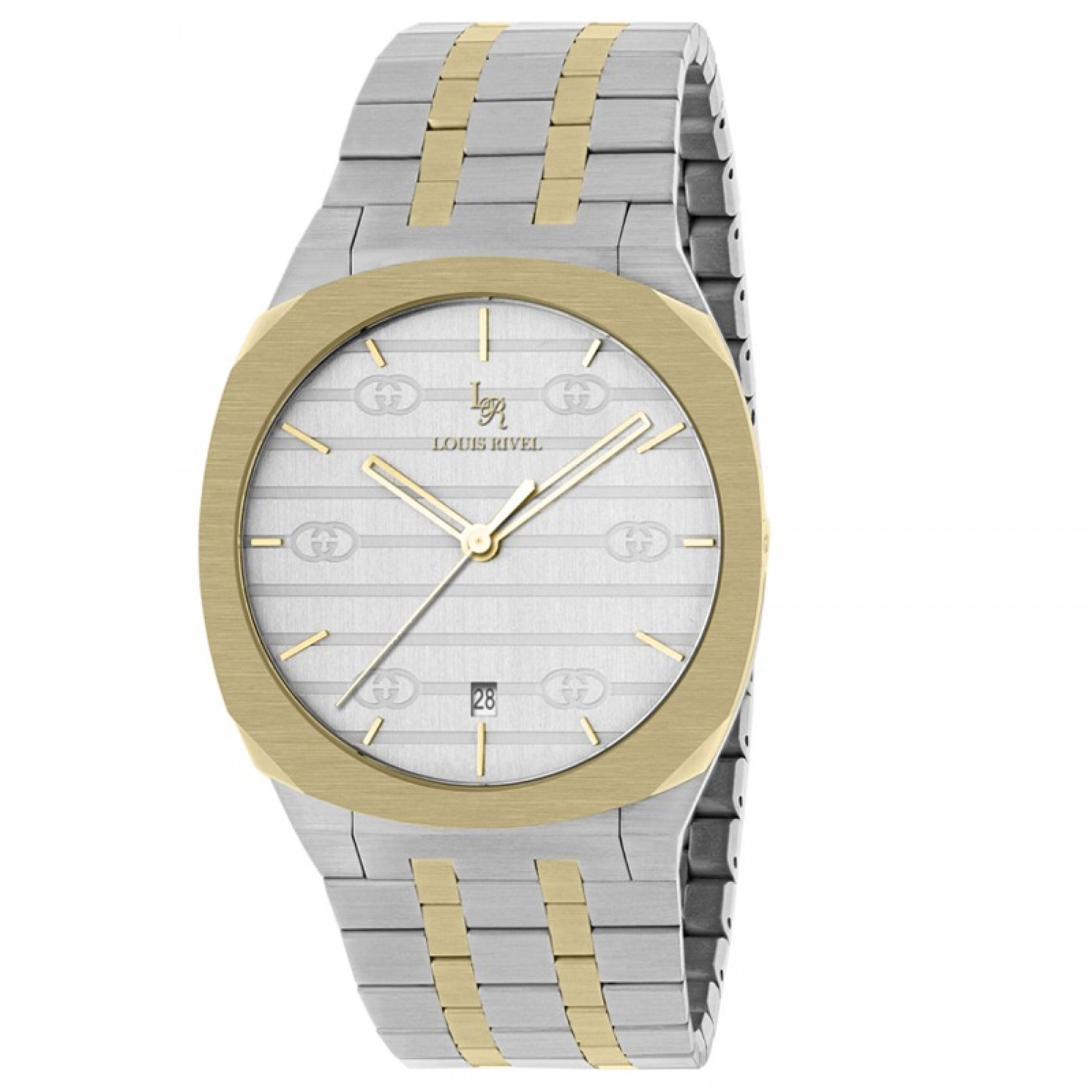 Louis Rivall Men's Two-Tone Gold Watch 1040 with a White Dial