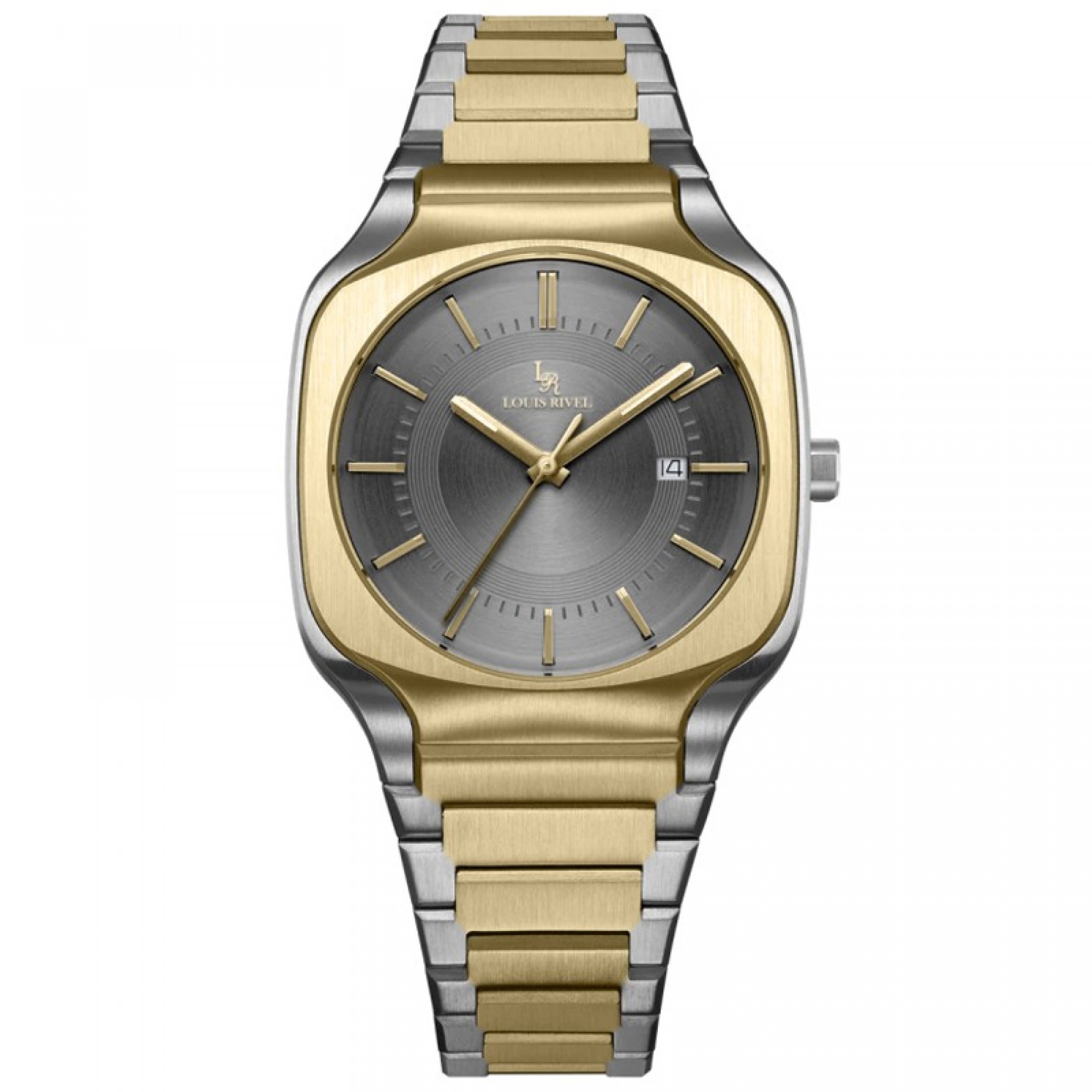 Louis Rivel 1206 men's watch, two-tone gold, grey dial