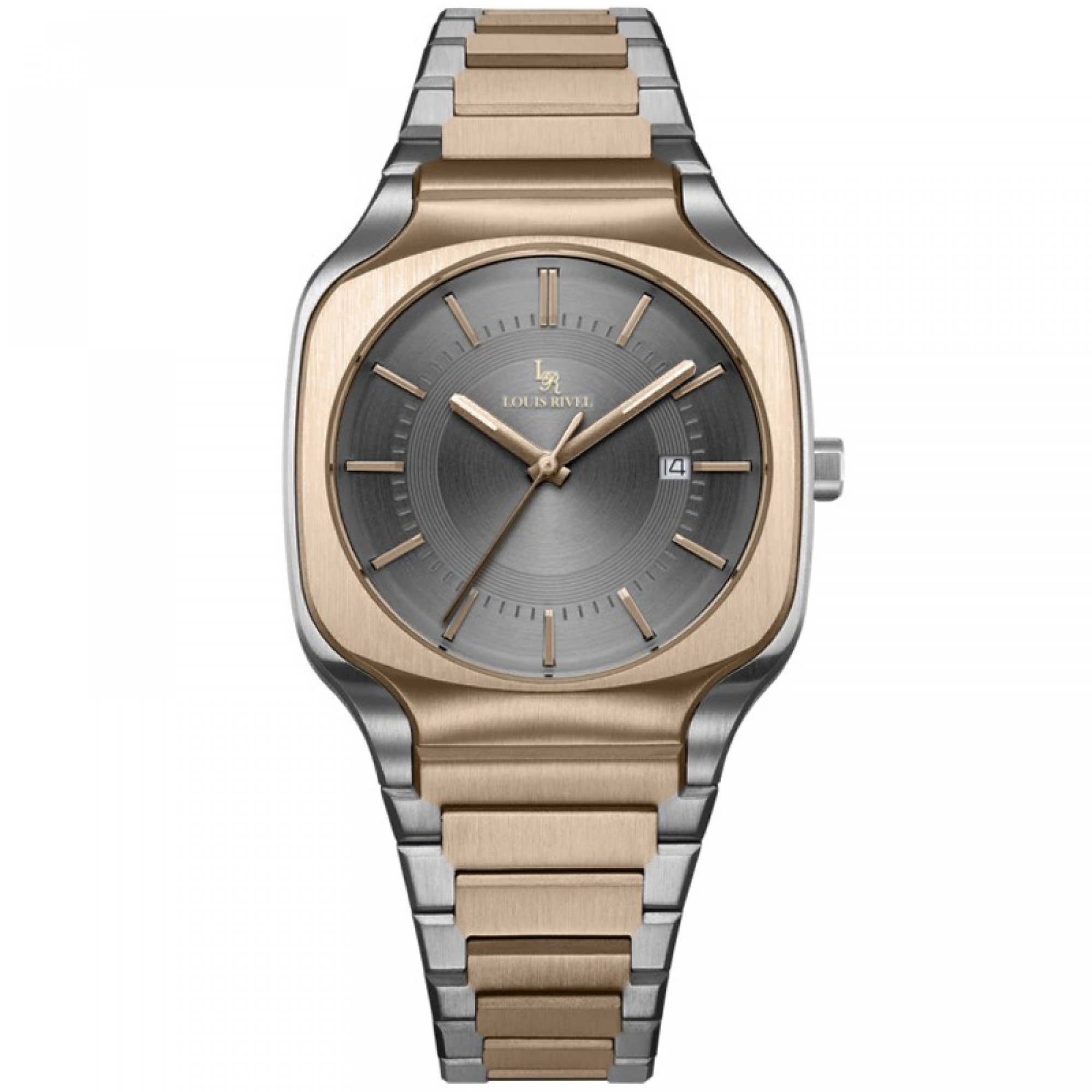 Louis Rivel 1206 men's watch, two-tone copper, grey dial