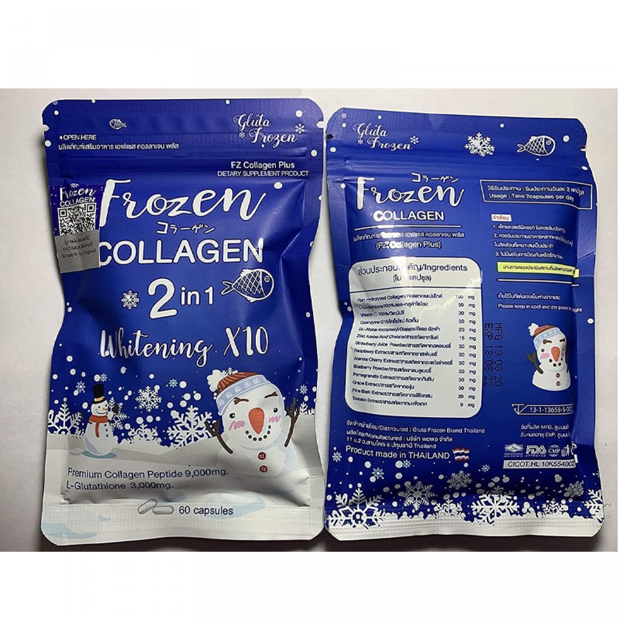 Frozen Collagen 2-in-1 Whitening X10 with Peptide & Premium Glutathione ...