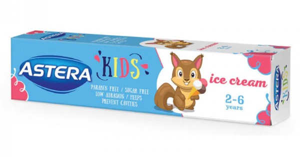 Astra Kids Toothpaste for Children 2-6 Years, Ice Cream Flavor - 50 ml
