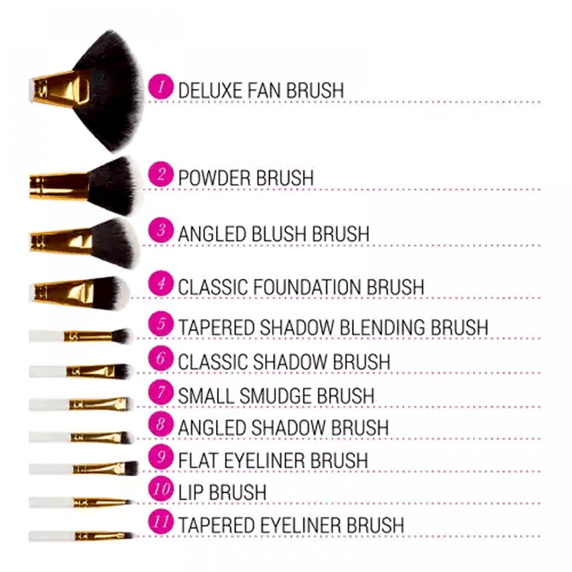 BH Cosmetics White Dot Collection Brush Set - 11 Piece