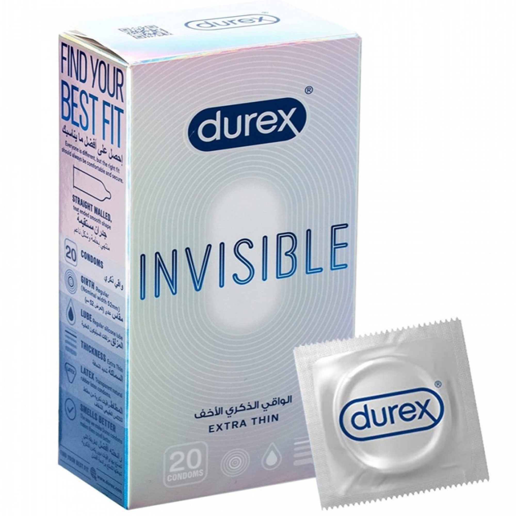 Durex, Condom, Invisible - 20 Pcs