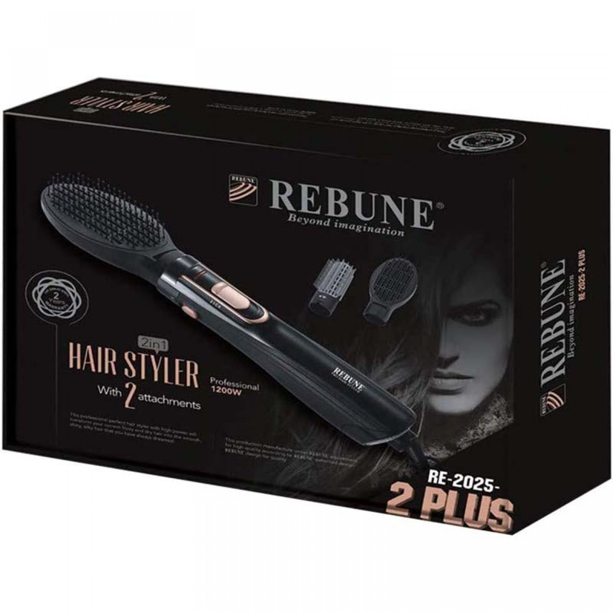 Rebune Re-2025-1 Hair Styler With BRush, 1200 Watt, Medium