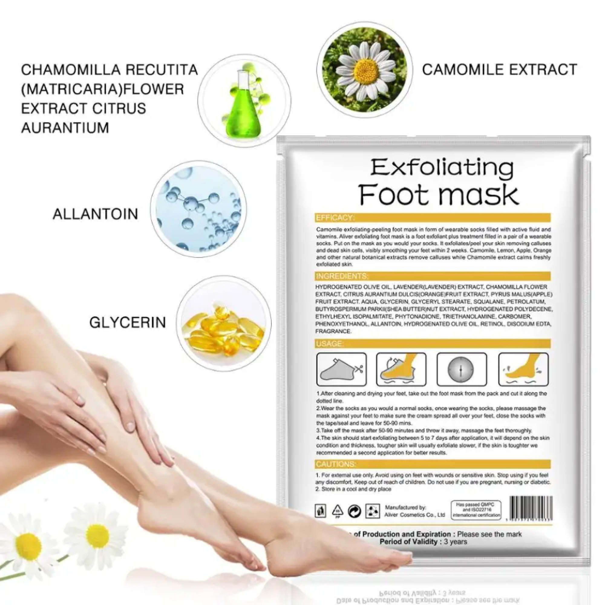 Aliver Chamomile Exfoliatng Foot Mask 40 g
