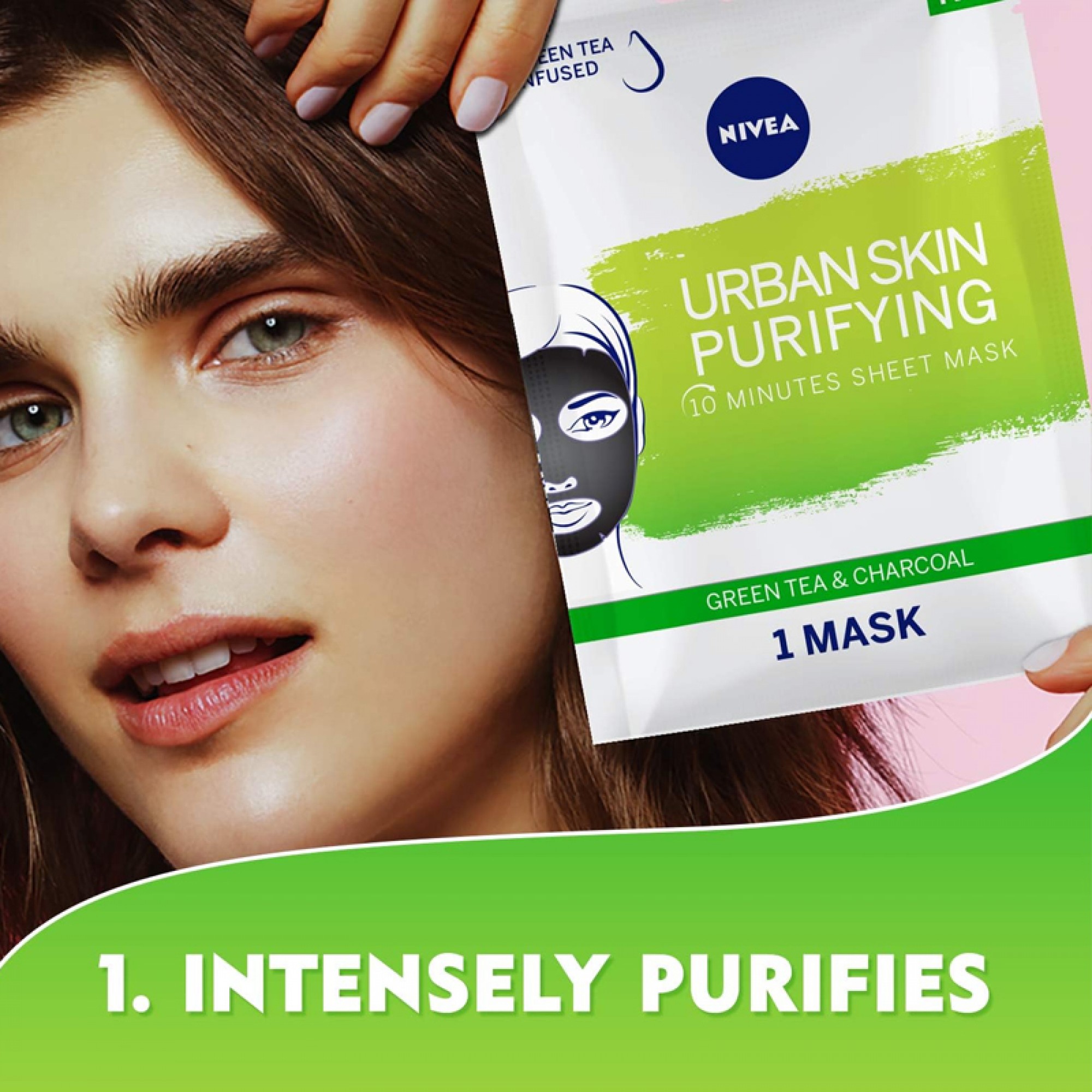 NIVEA Face Sheet Mask Puryfying, Urban Skin with Green Tea & Charcoal ...