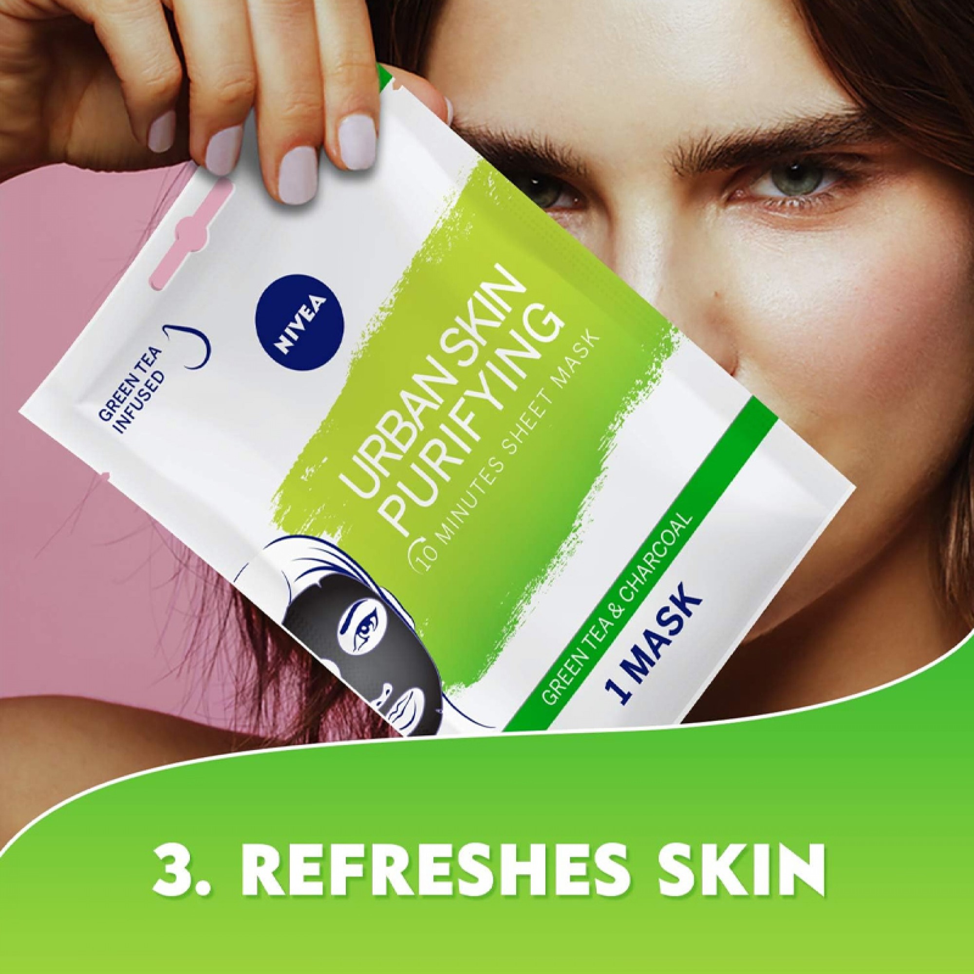NIVEA Face Sheet Mask Puryfying, Urban Skin with Green Tea & Charcoal ...