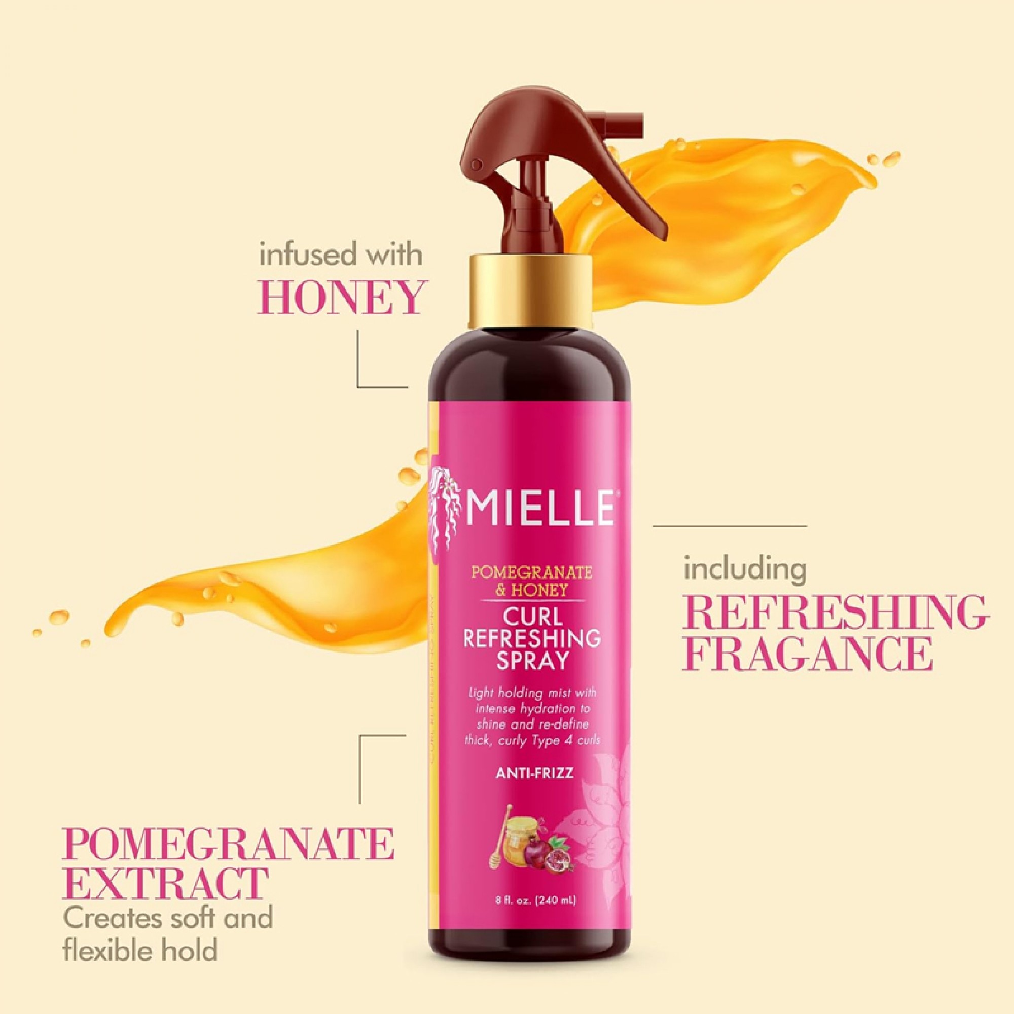 MIELLE ORGANICS POMEGRANATE & HONEY CURL REFRESHING SPRAY 240ML