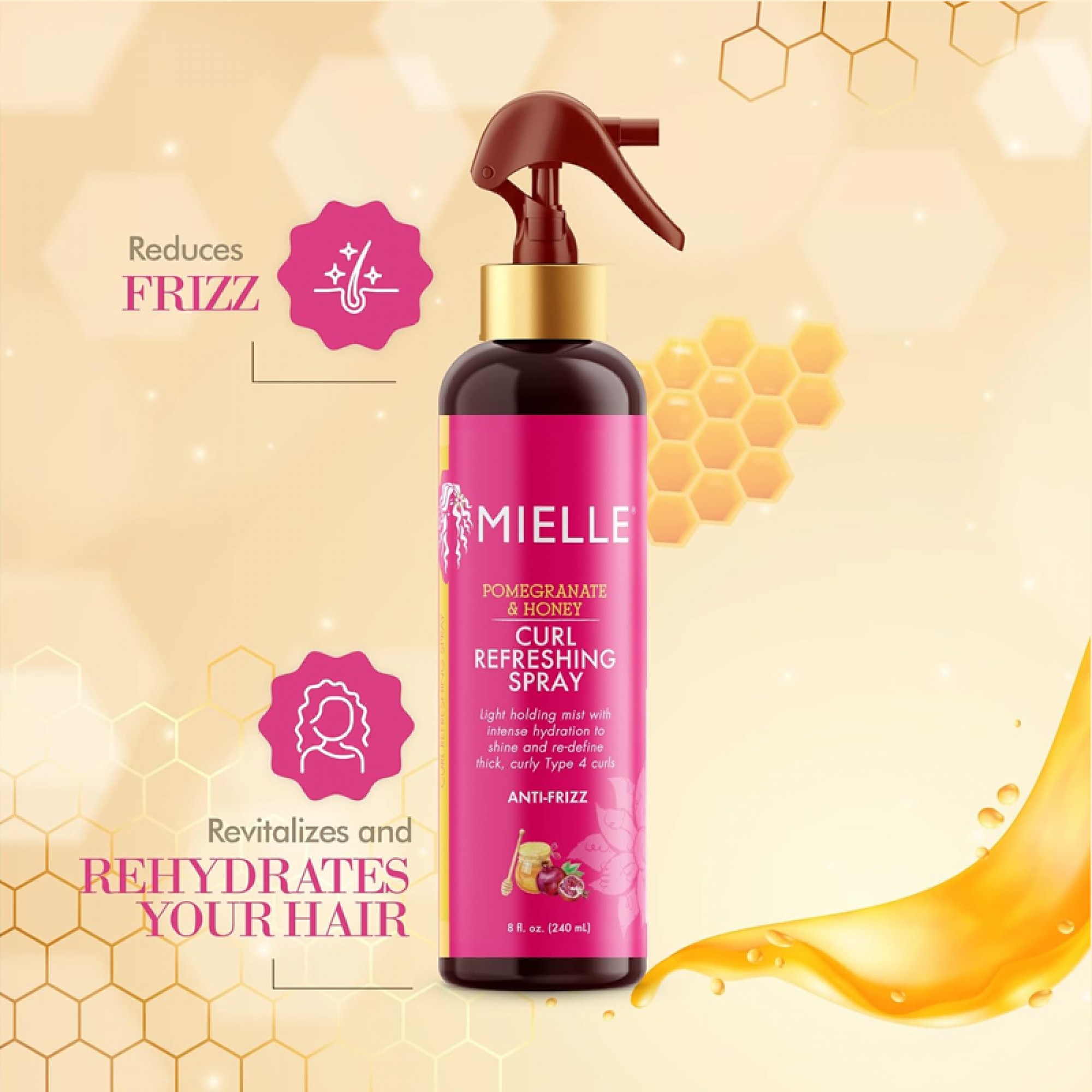 MIELLE ORGANICS POMEGRANATE & HONEY CURL REFRESHING SPRAY 240ML