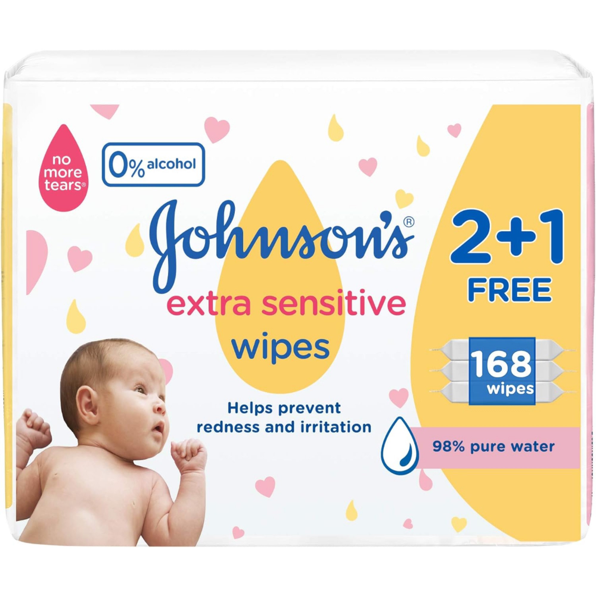 Johnsons Extra Sensitive Baby Wipes - 168 Wipes