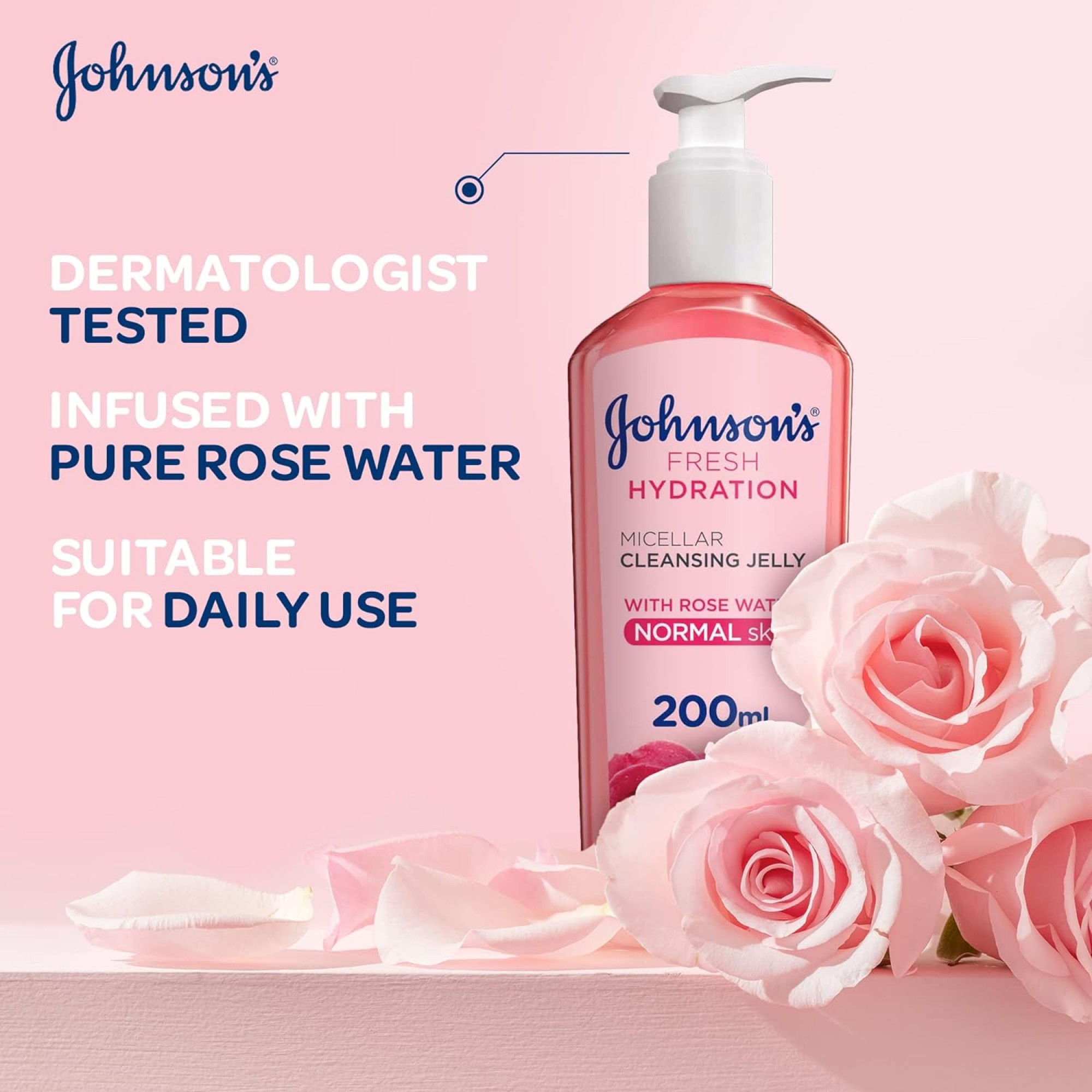 JOHNSON’S Face Cleanser, Fresh Hydration, Micellar Cleansing Jelly ...
