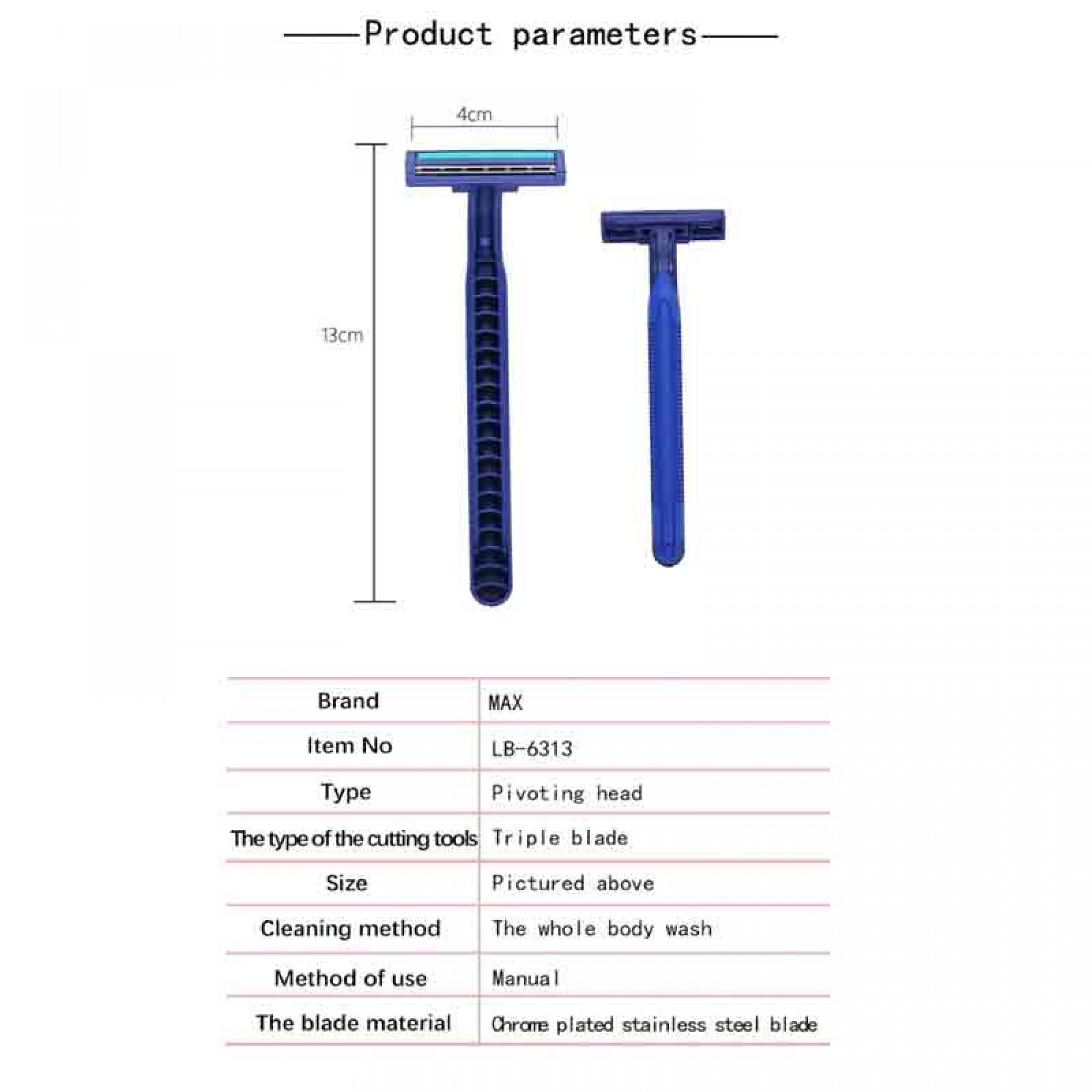 Box of 14 Blue Razor Blades Disposable Stainless Steel High End Twin ...