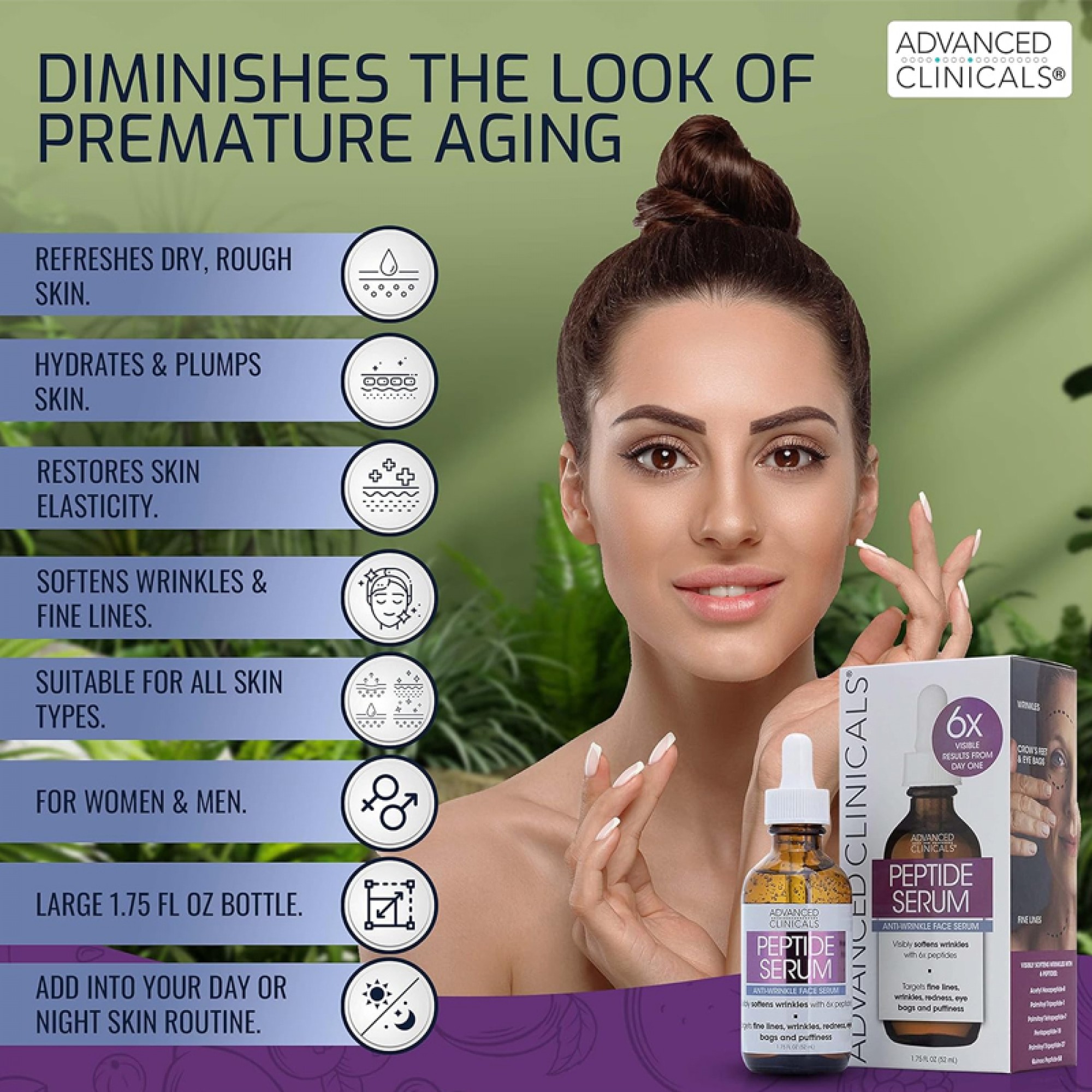 Advanced Clinicals, Peptide Serum, 1.75 fl oz (52 ml)