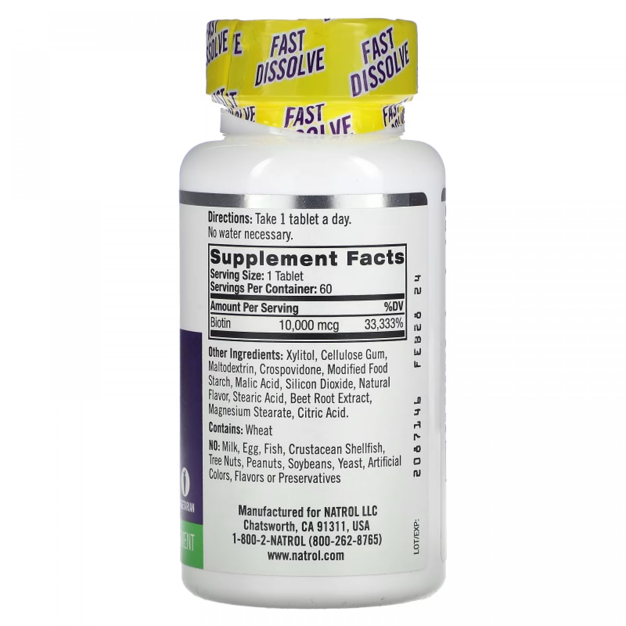 Natrol, Biotin, Fast Dissolve, Maximum Strength, Strawberry, 10,000 mcg ...