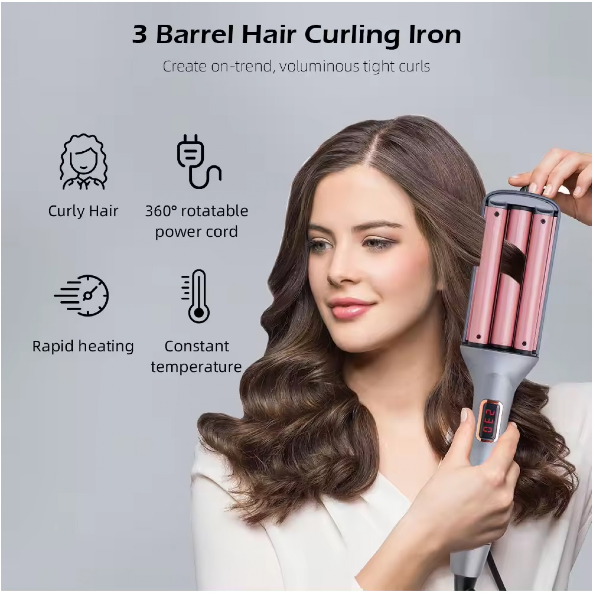 The distinguished professional hair curling device with three different ...