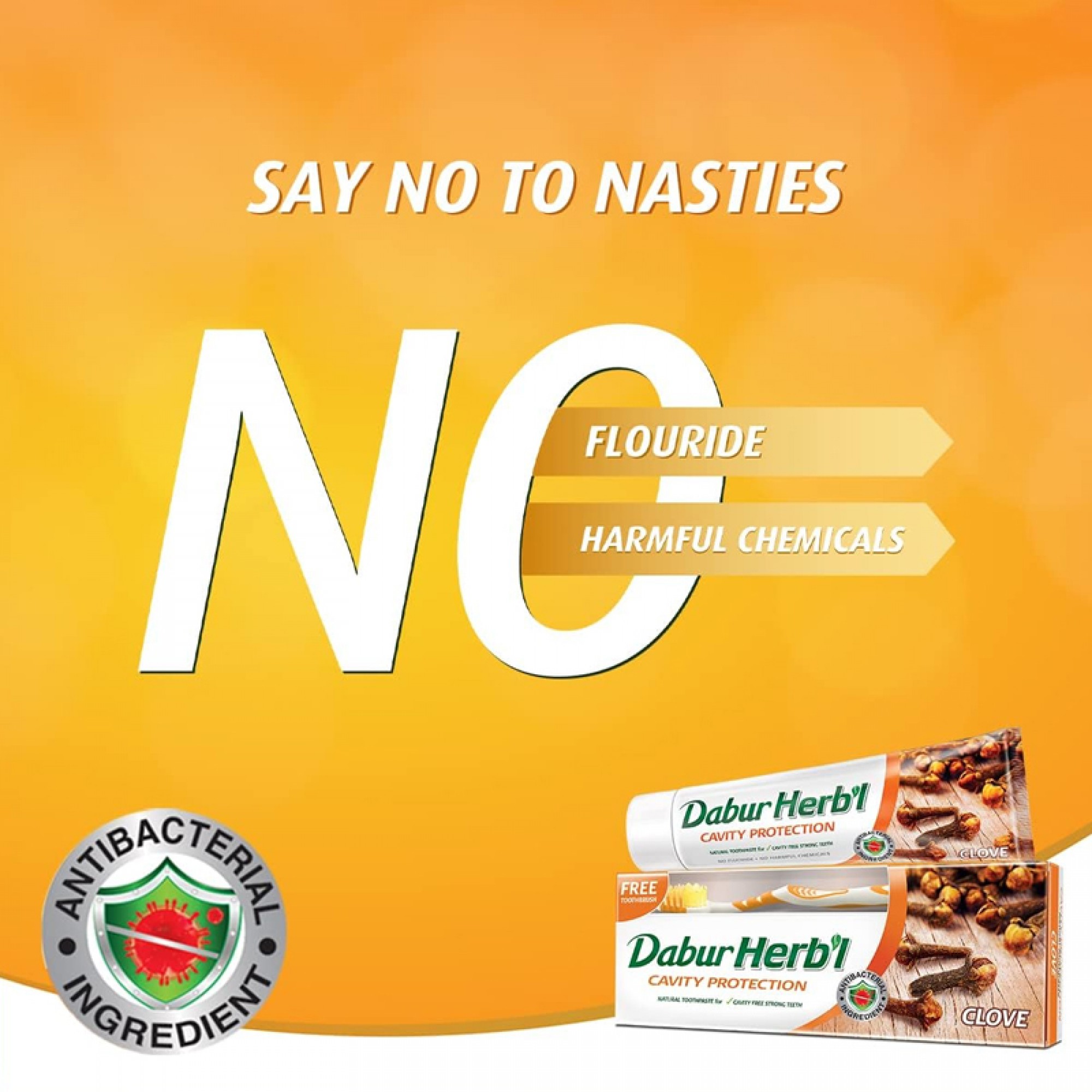 Dabur Herbal Cavity Protection Clove Toothpaste (150g + Toothbrush ...