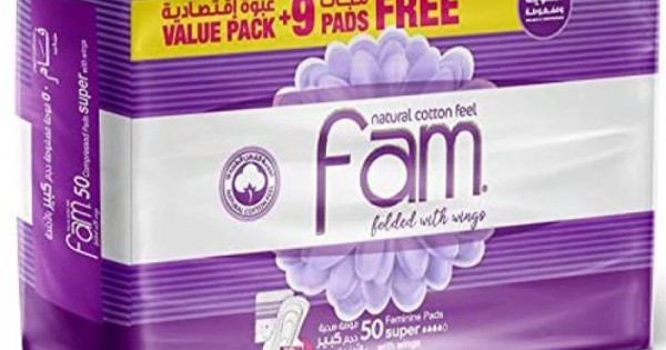 Fam - Large Sanitary Pads with Wings, 50 pads