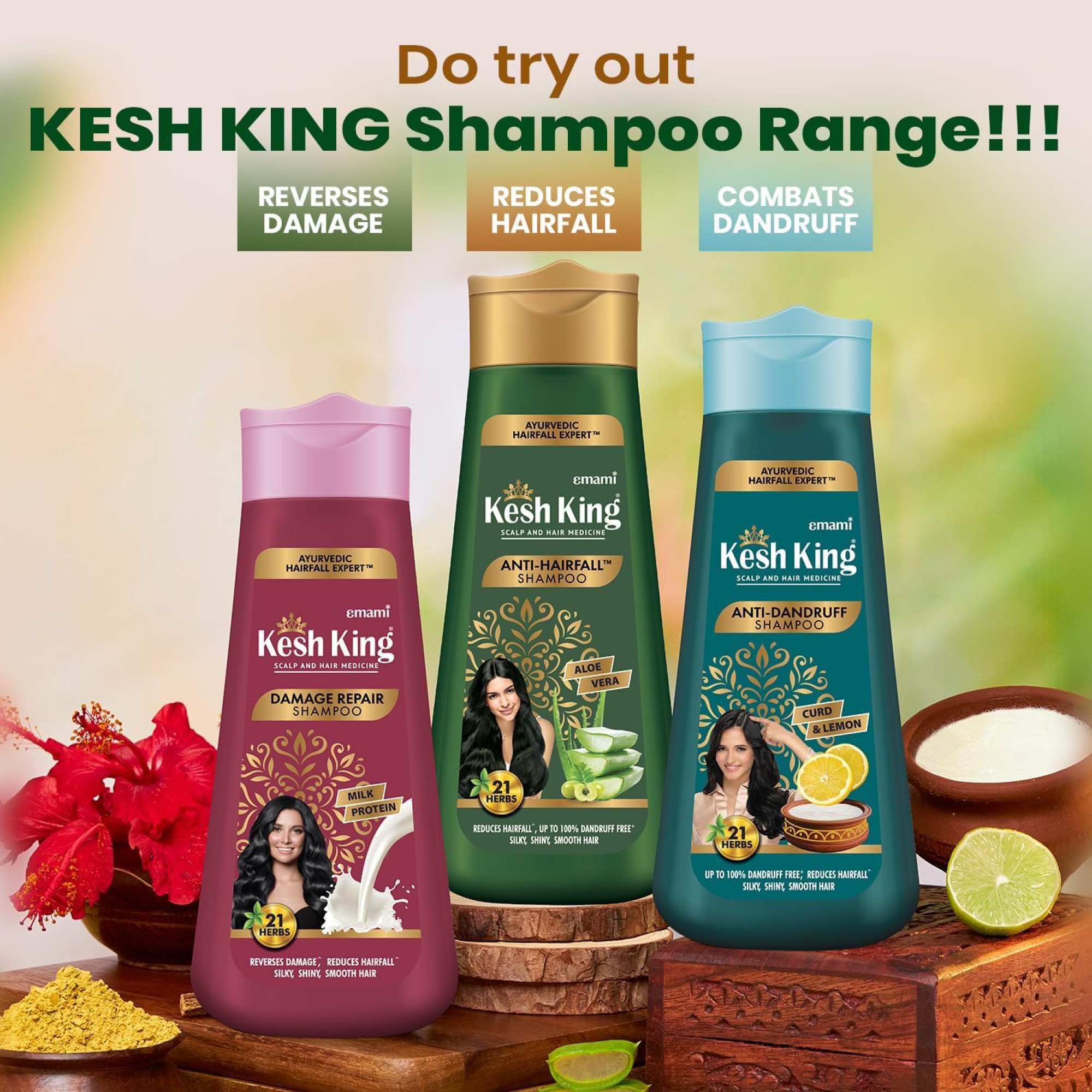 Kesh King Anti Hair Fall Shampoo with Aloe & Ayurvedic 21 Herbs - 340 ml
